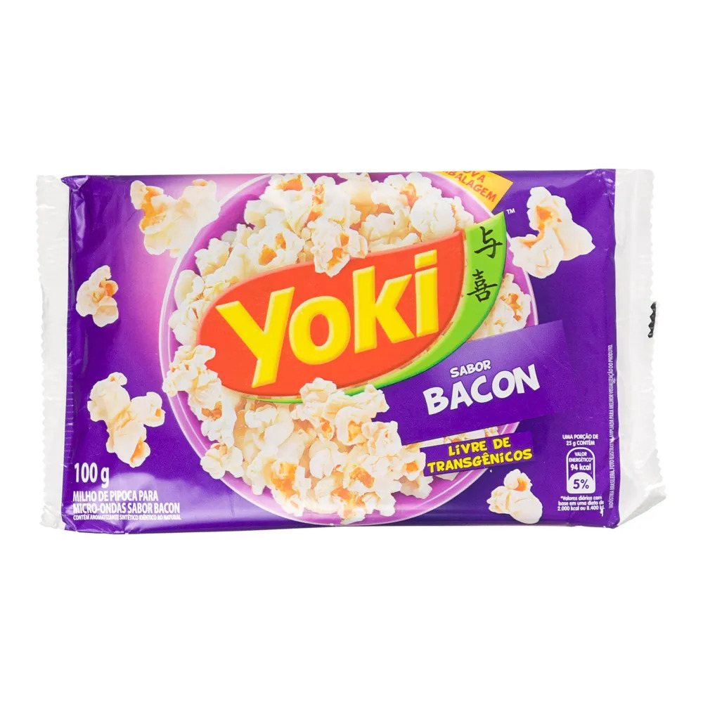 PIPOCA PARA MICROONDAS SABOR BACON YOKI 100G | Villa Lourdes